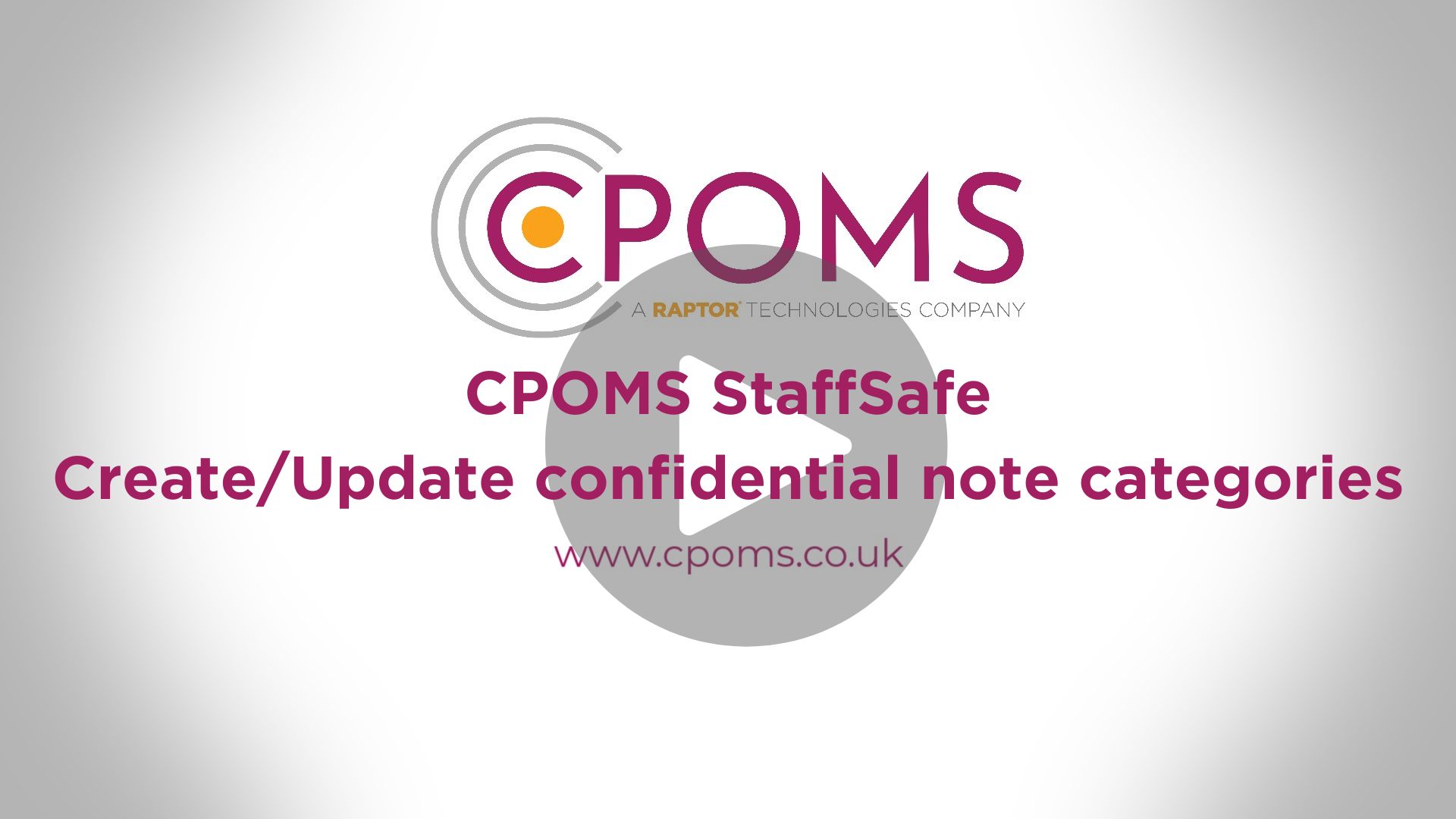CPOMS StaffSafe Video Library