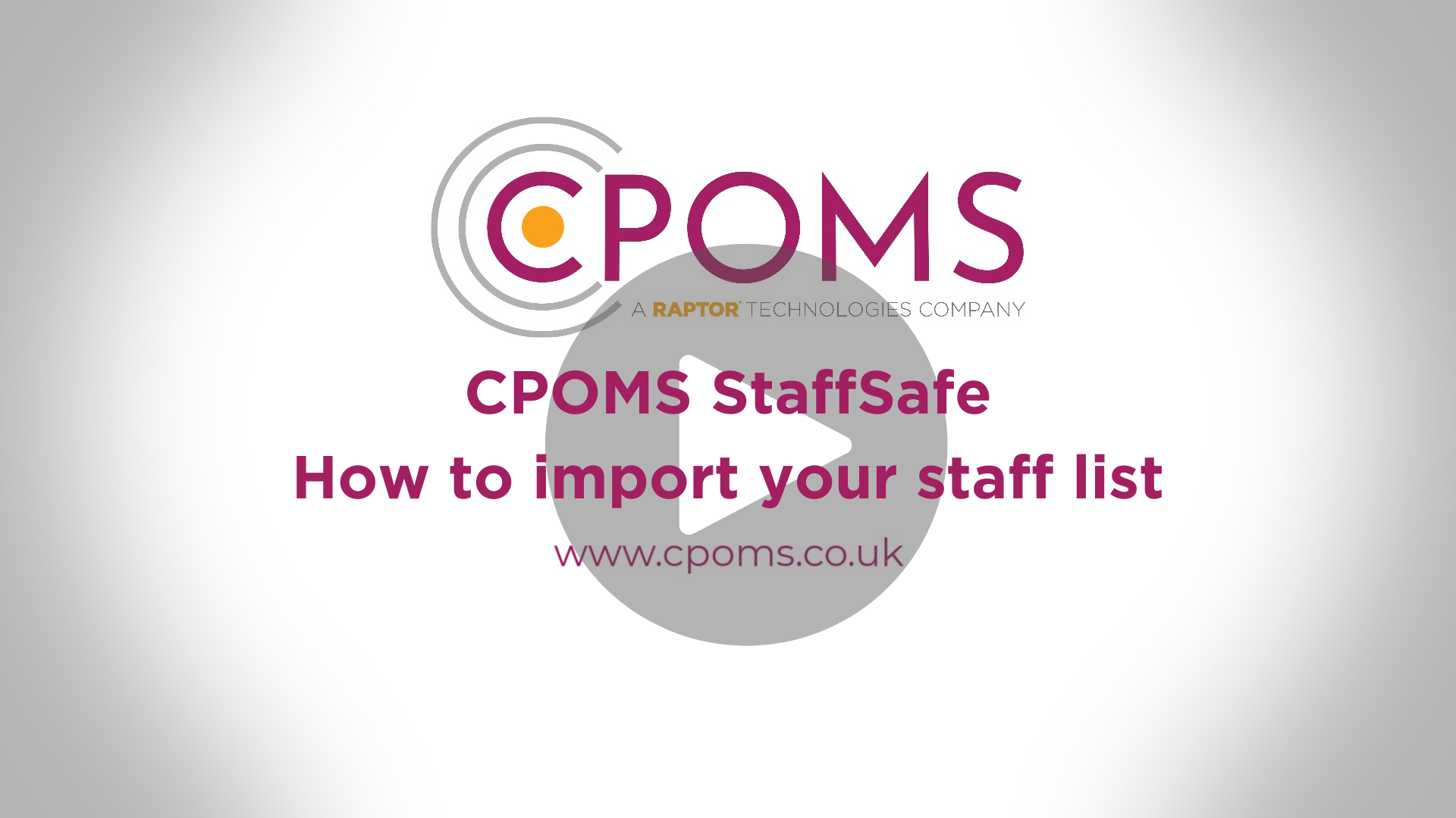 CPOMS StaffSafe Video Library