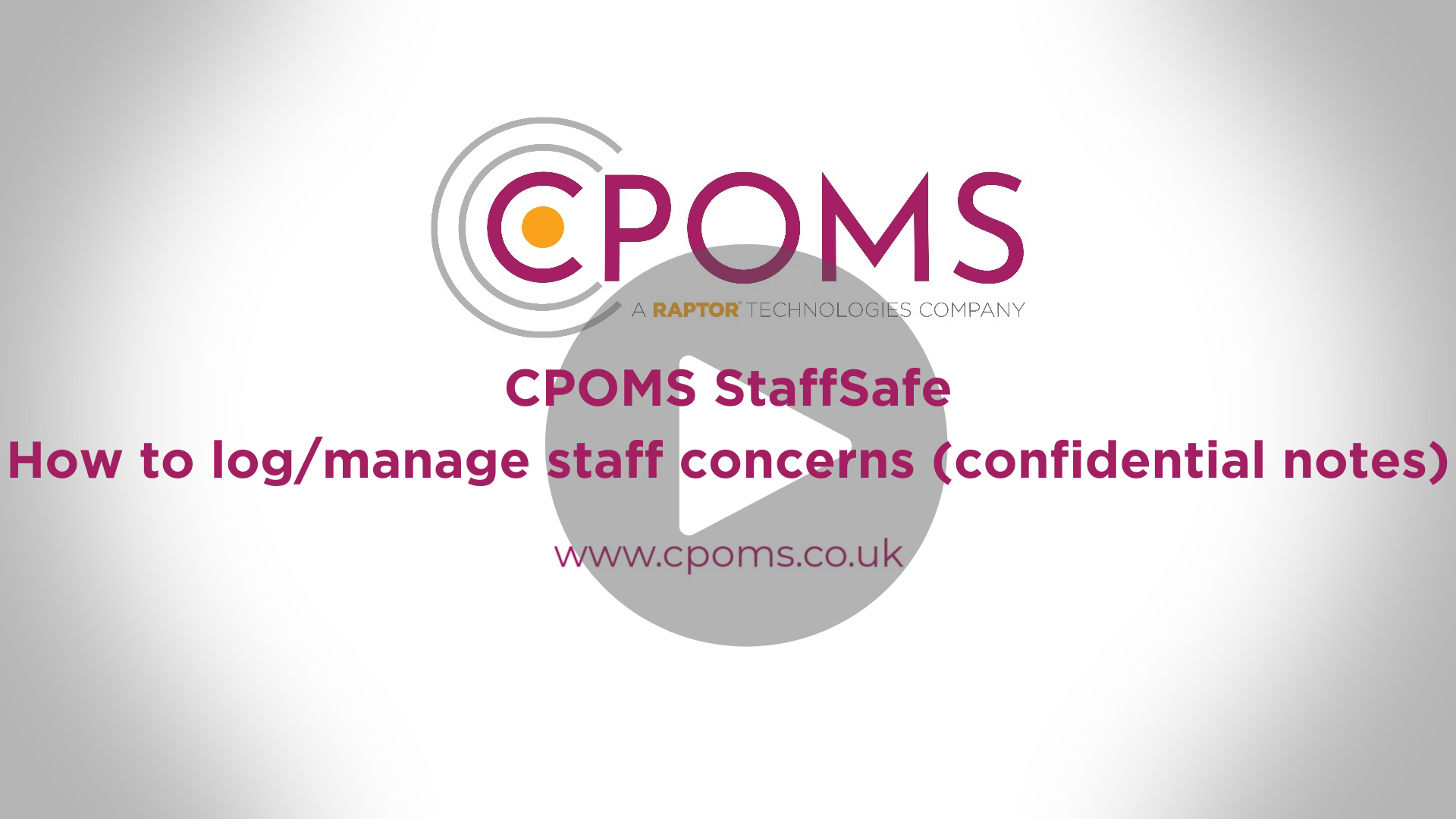 CPOMS StaffSafe Video Library