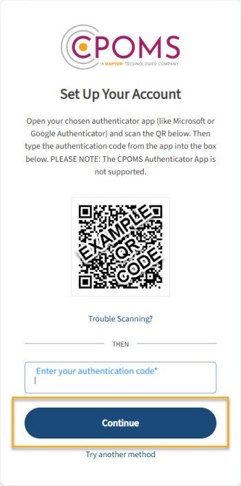 CPOMS StaffSafe - Microsoft Authenticator App - 'Soft' Key Setup