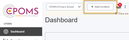 CPOMS StudentSafe - How to add a New Incident (Key User)