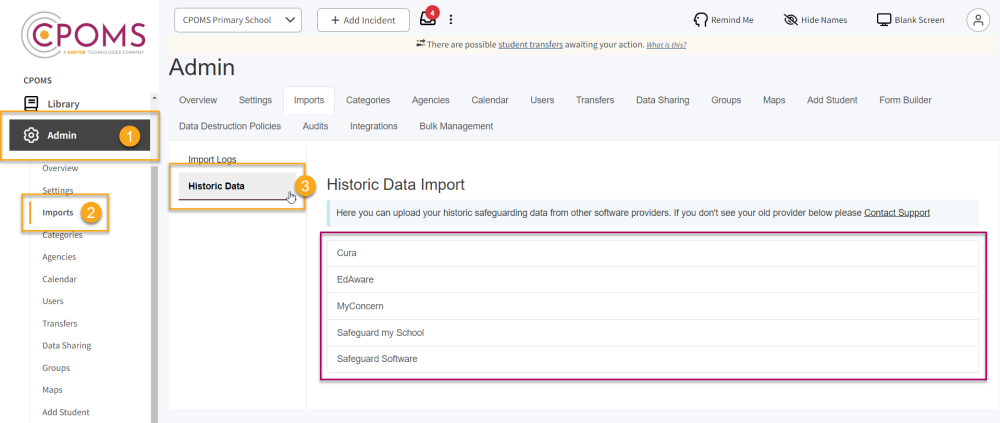 CPOMS StudentSafe - MyConcern Historic Data Transfer