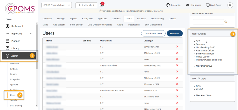 CPOMS StudentSafe Transfers – How to access the transfer information