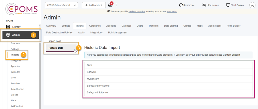 CPOMS StudentSafe - MyConcern Historic Data Transfer