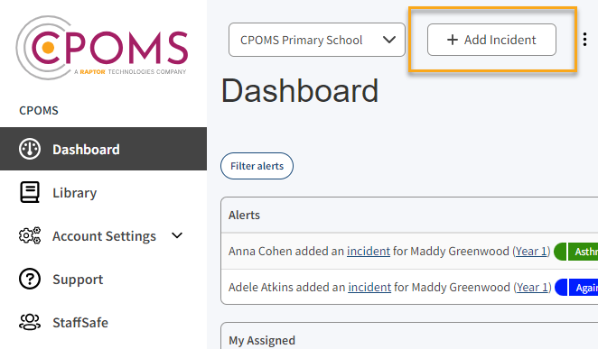 CPOMS StudentSafe - How to add a New Incident (Restricted User)
