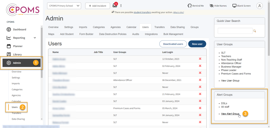 CPOMS StudentSafe - Alert Groups