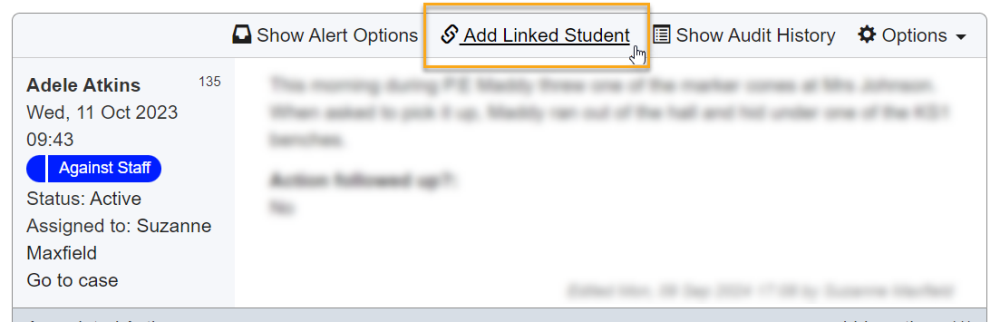 CPOMS StudentSafe - Add linked student